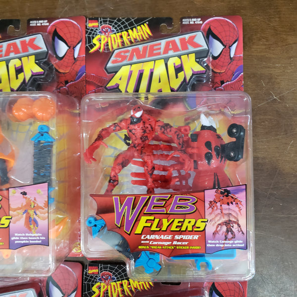 Lot of 4 Marvel ToyBiz Spider-Man Sneak Attack Web Flyers Action Figur ...